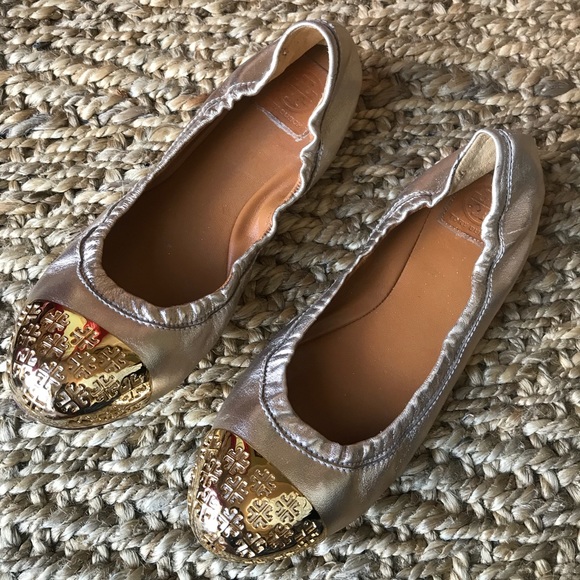 Tory Burch | Shoes | Gold Tory Burch Flats With Fun Pattern On Toes ...